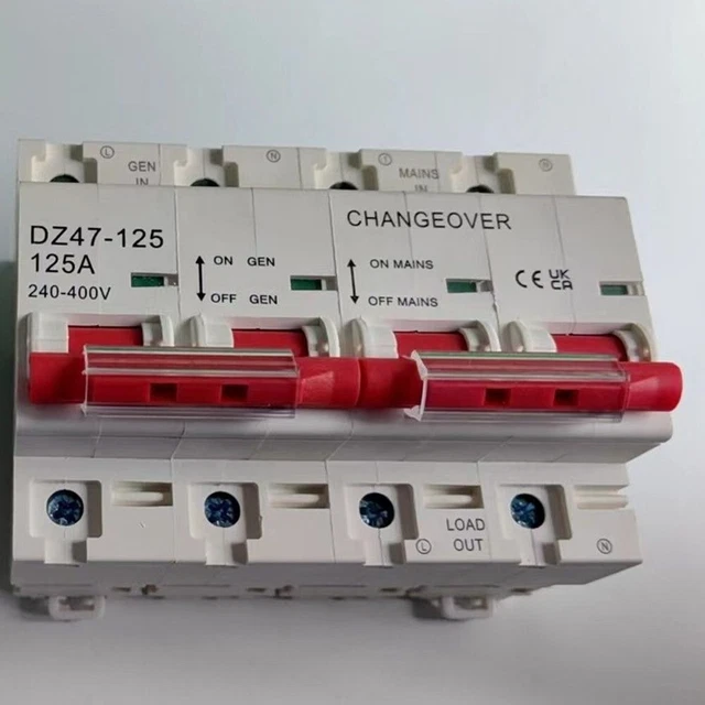 VERSATILE SINGLE PHASE 125 Amp Changeover Switch for Power to Generator ...