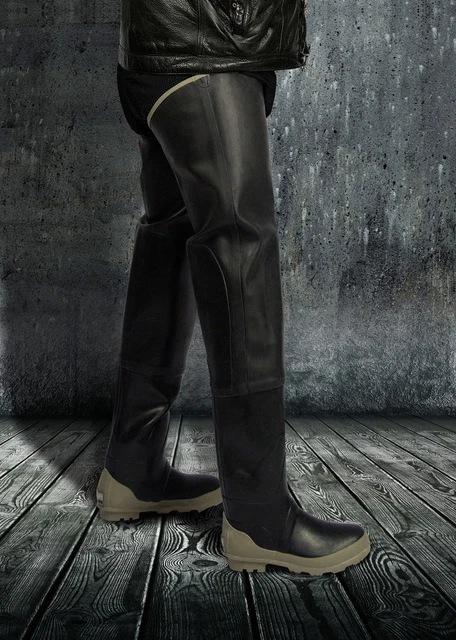 BULLSEYE HOOD Black Rubber Fishing Waders Long Boots Extra Tall 9 ...