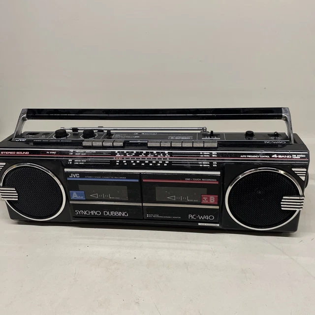 RETRO 1980'S JVC Stereo Radio Cassette Recorder RC-W40 Boombox Ghetto ...