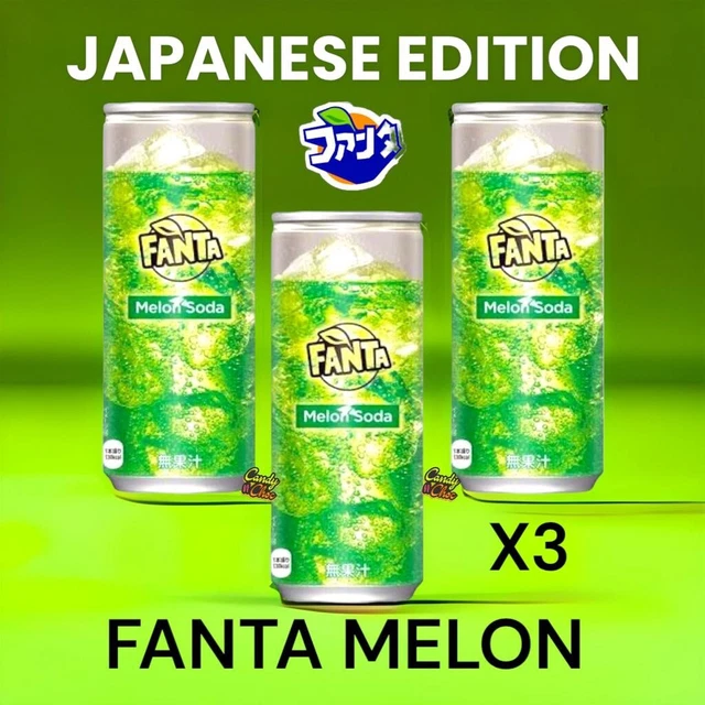 JAPAN FANTA MELON X3 250ML Cans New Rare Import Fizzy Fruit Soda Drinks ...