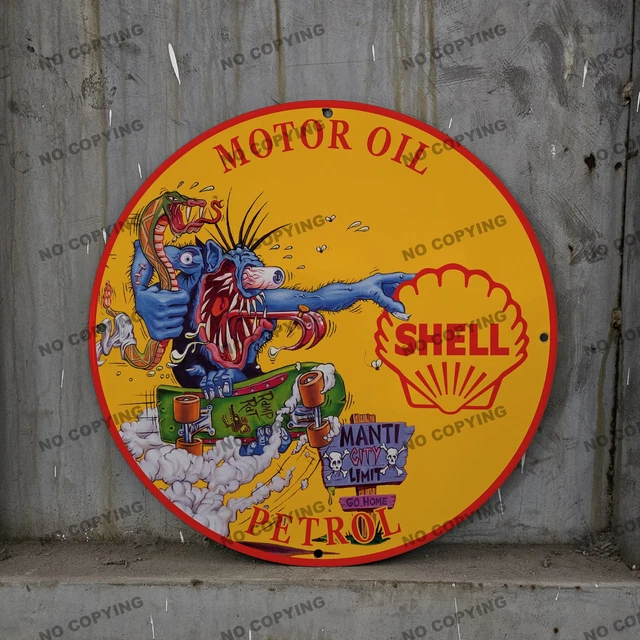 VINTAGE SUPER SHELL Porcelain Sign Motor Oil Gas Station Service Rat ...