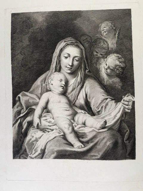 KLINGER JOHANN HEINRICH, Maria mit Kind, Kupferstich vor der Schrift ...