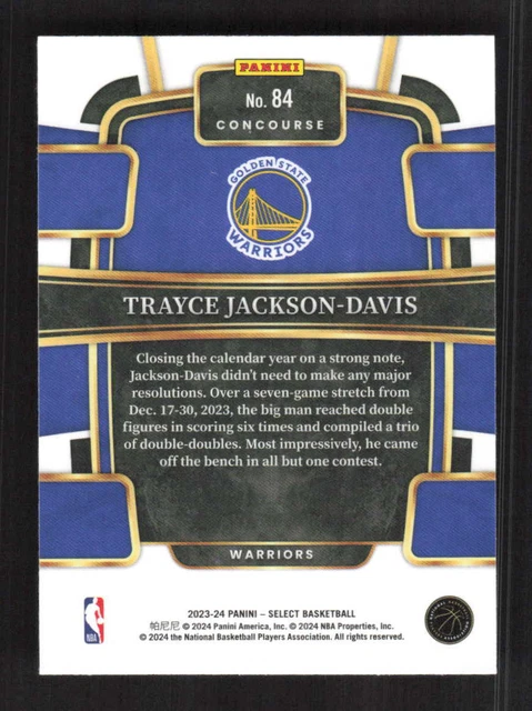 TRAYCE JACKSON-DAVIS RC 2023-24 Panini Select bleu Golden State ...
