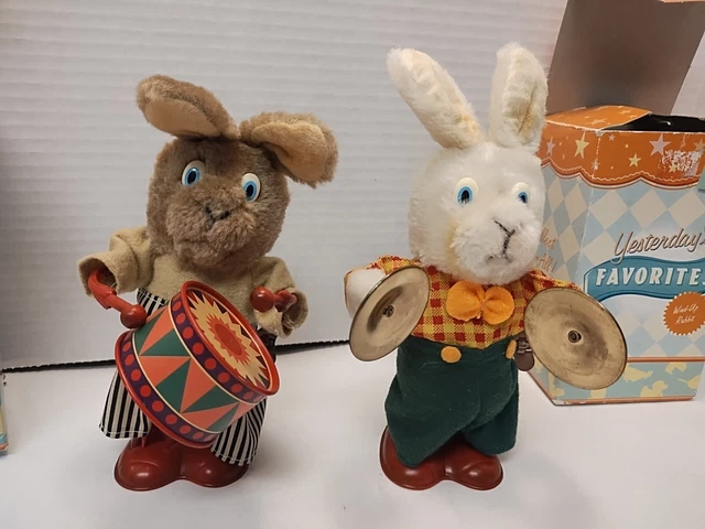 2VERY CUTE ANTIQUE wind-up drumming & Symbols bunny rabbit. Lot Of 2 ...