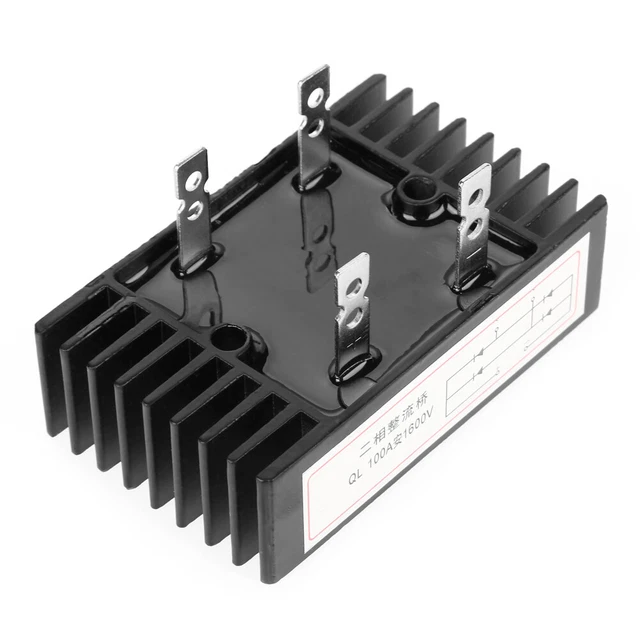 BLACK SINGLE-PHASE DIODE Bridge Rectifier Module 100A Amp High Power 4 ...