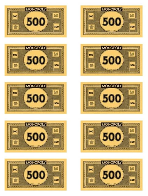 MONOPOLY MONEY 500'S 2025 Cash Genuine One Hundred Dollar Notes x10 ...