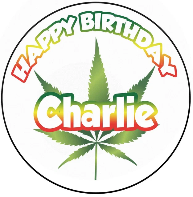 PERSONALISED CANNABIS WEED Rasta Icing Birthday 8" Circle Cake Topper ...
