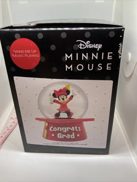 DISNEY MINNIE MOUSE In Cap & Gown Graduation Musical Water Globe NEW ...