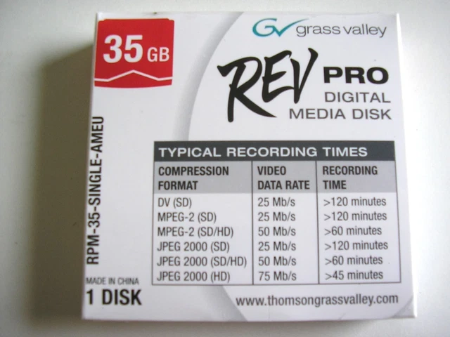 REV DISK - Grass Valley REV Pro 35GB Digital Media Disk - Sealed x 3 £ ...