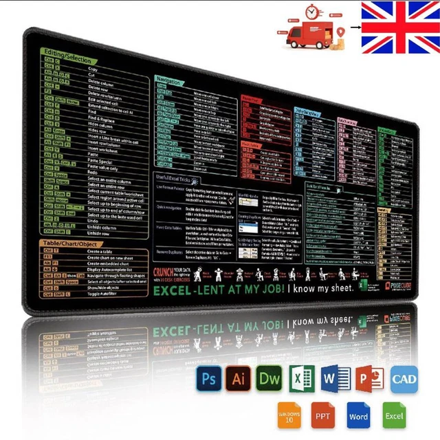 2025 EXCEL CHEAT Sheet Desk Mat, Excel Shortcuts Mouse Pad, Shortcuts ...