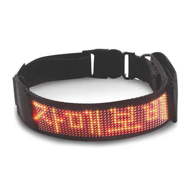 RED PROGRAMMABLE LED Collar Rechargeable Pet Dog Safety Flashing Light ...