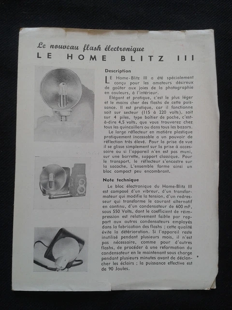 MANUEL POUR LE Nouveau Flash Electronique Le Home Blitz Iii EUR 3,00 - PicClick FR