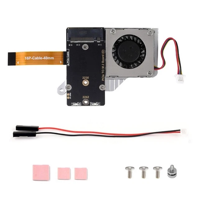 PCIE TO M.2 NVMe SSD Expansion HAT with Active Cooling for Raspberry Pi ...