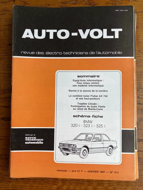 SCHEMA FICHE TECHNIQUE N° 614 AUTO VOLT BMW 320 i - 323 i - 325 i EUR ...