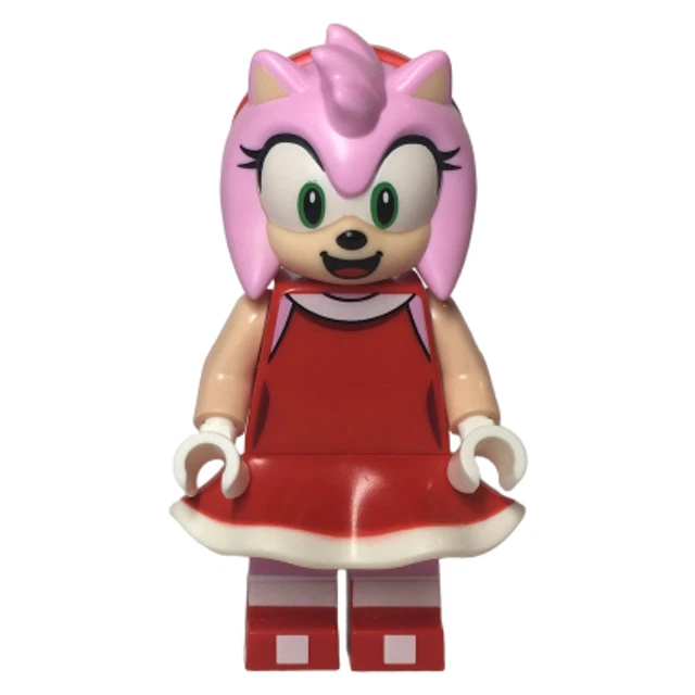 LEGO AMY ROSE minifigure son005 Red Dress, Sonic the Hedgehog split ...