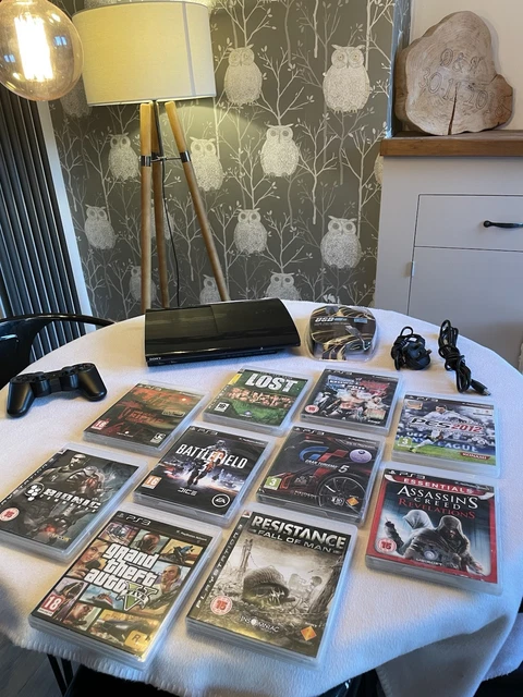 500GB SONY PLAYSTATION 3 Super Slim Black Games Console PS3 - GTA 5 ...