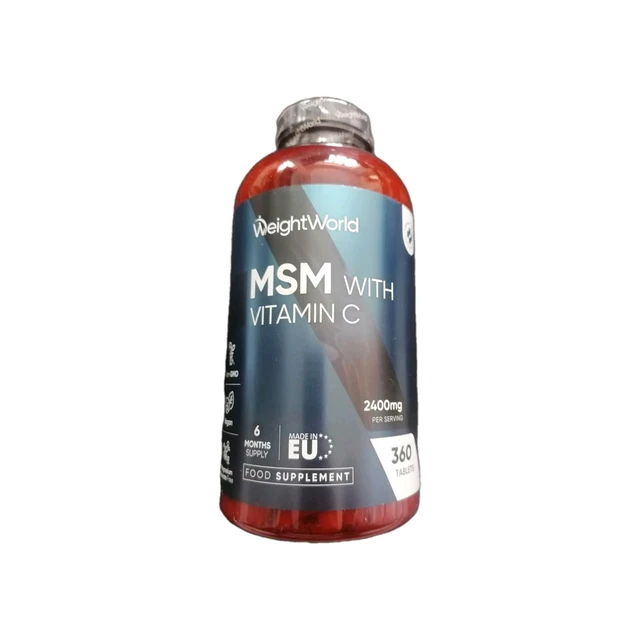 MSM SUPPLEMENTS 2400MG - With Vitamin C - 360 MSM Tablets - 6 Months ...
