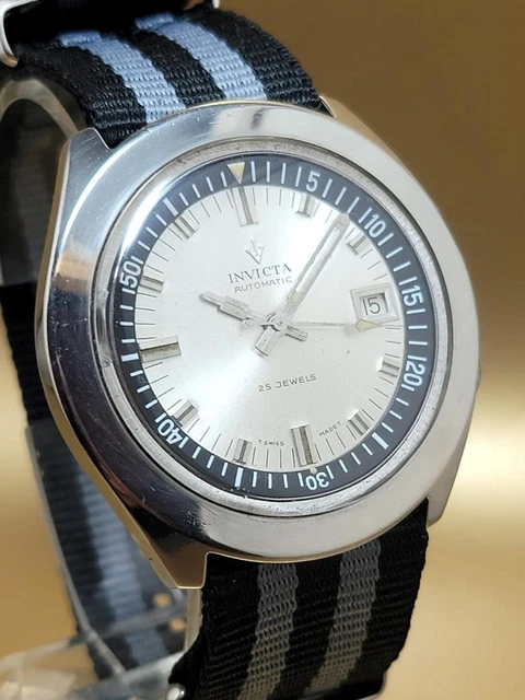 OROLOGIO DA POLSO VINTAGE INVICTA COMPRESSORE JUMBO ACCIAIO INOX 42mm Ø ...