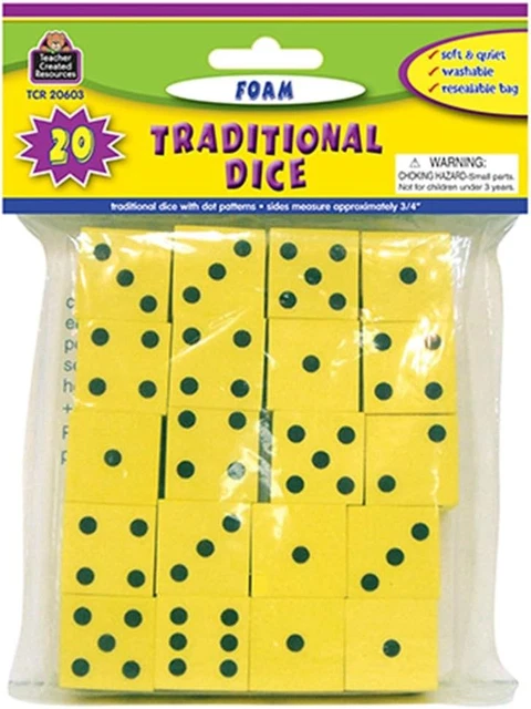 TEACHER CREATED RESOURCES Traditional Foam Dice, Grades K-4, 20/Pack $8 ...