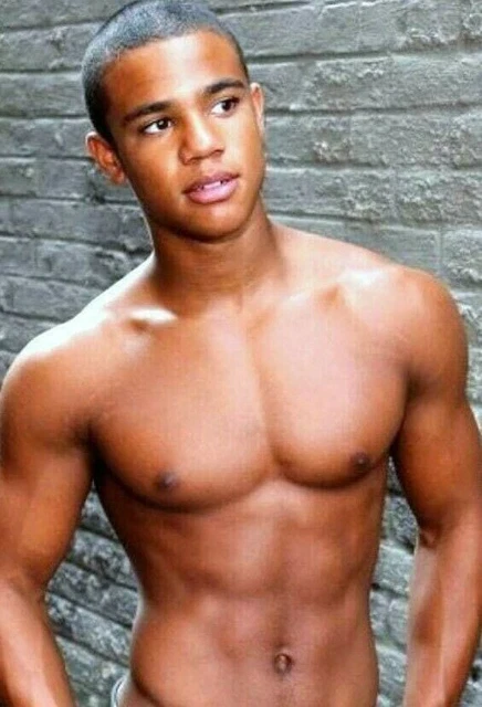 Shirtless Cute Male Beefcake Smooth Hunk African American Jock Photo