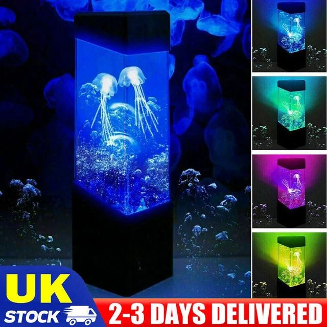 LED JELLYFISH AQUARIUM Fish Tank Lamp Color Changing Bedside Mood Night ...