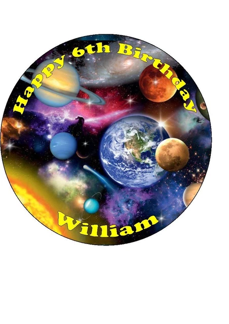 Personalised Planets Solar System Edible Cake Topper Easy Peel Icing