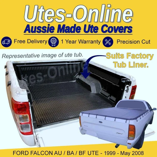 CHECKER PLATE RUBBER Ute Mat For Ford Falcon AU/ BA/ BF (1999 To May ...