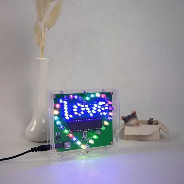 STC51 SINGLE CHIP DC4.5-5V Remote Control Heart Shaped LED Light Kit ...