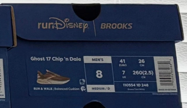 2026 RUNDISNEY WDW Marathon Brooks Ghost 17 Chip n’ Dale Men’s Size 8 ...
