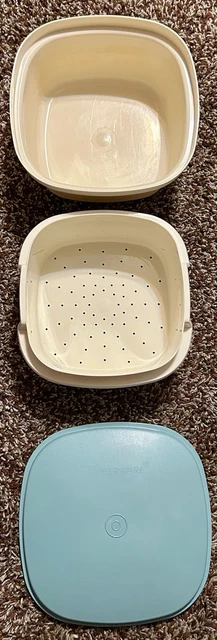 VINTAGE TUPPERWARE SMART Multi-Cooker Square Microwave Steamer Dish ...