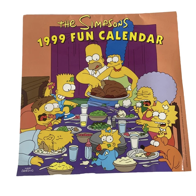 THE SIMPSONS VINTAGE 1999 Fun Calendar 12 Month Homer Bart Marg Old ...