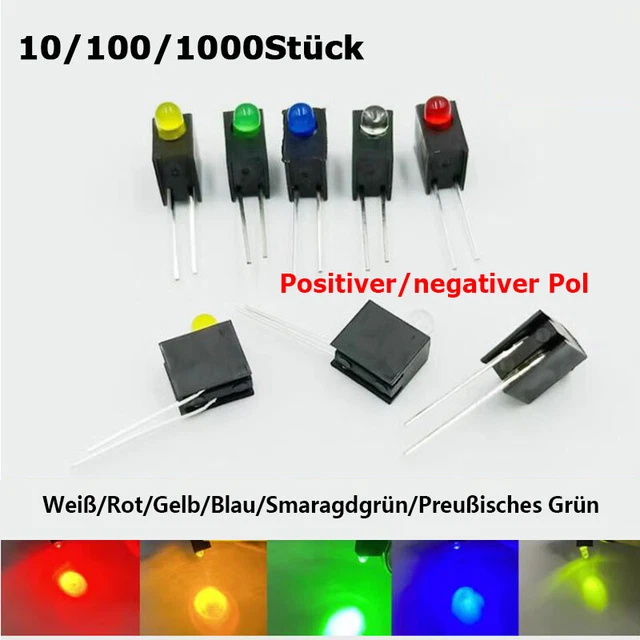 LAMPADINE LED 3MM con portalampada 90 gradi piedini curvi base di ...