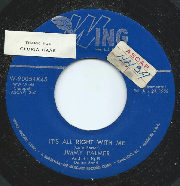 JIMMY PALMER AND His - It's All Right With Me - Used Vinyl Record 7 ...