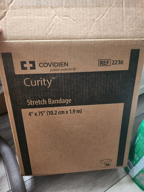 COVIDIEN CURITY 2236 Stretch Bandage 4" X 75 (CASE OF 96) 8 boxes 12 ...