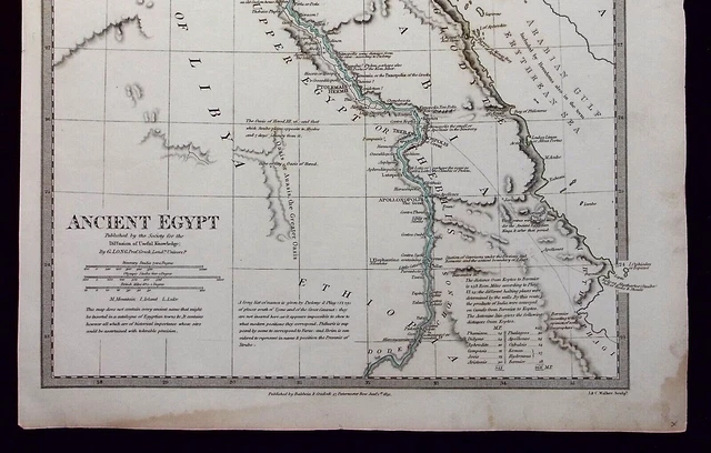 ANCIENT EGYPT, ALEXANDRIA, MEMPHIS, NILE, RED SEA original antique map ...