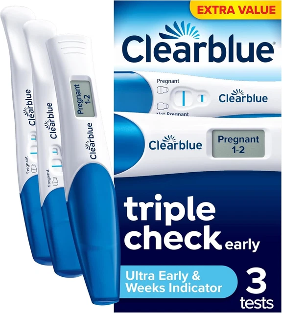 CLEARBLUE PREGNANCY TEST Ultra Early Triple-Check & Date Combo Pack ...