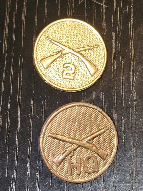 1920S WWI US Army Collar Disk HQ Infantry 2nd Regiment Collar Badge x2 ...