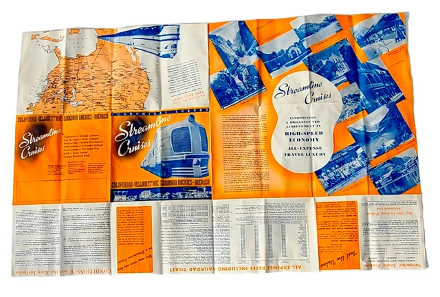 1940S VINTAGE RAILROAD Tour Poster Brochure Map California Yosemite SF ...