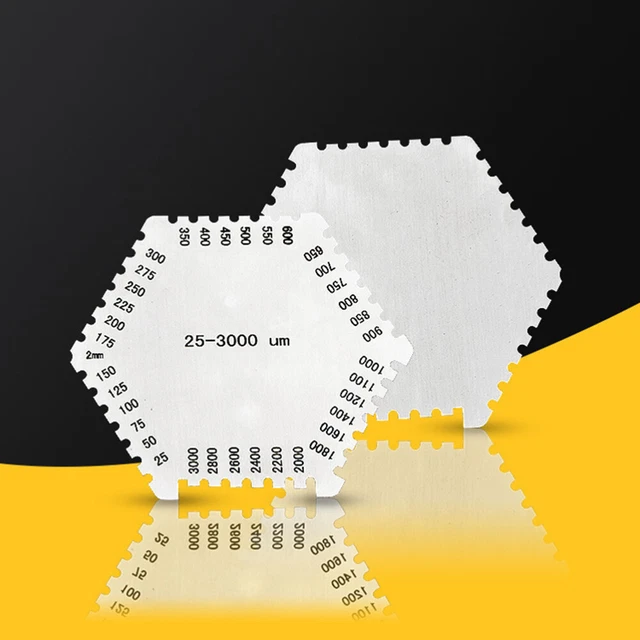 HEXAGON WET FILM Comb Stainless Steel Gauge Metal Plate Meter Tester ...