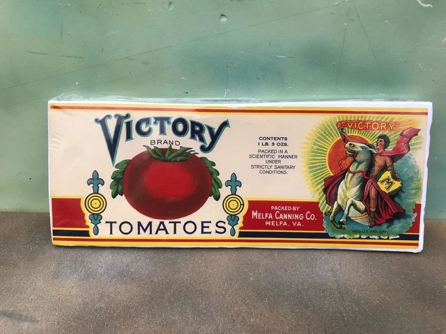 RARE VINTAGE VICTORY Brand Tomato Label from Melfa Canning Co, Melfa ...