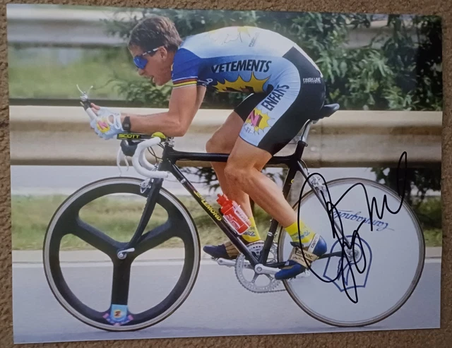 GREG LEMOND IN full contraol during the race tour de france signed 11x8 ...