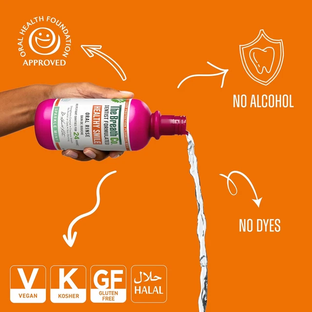 HEALTHY SMILE MOUTHWASH, Dentist Formulated Oral Rinse for 24 Hours of ...