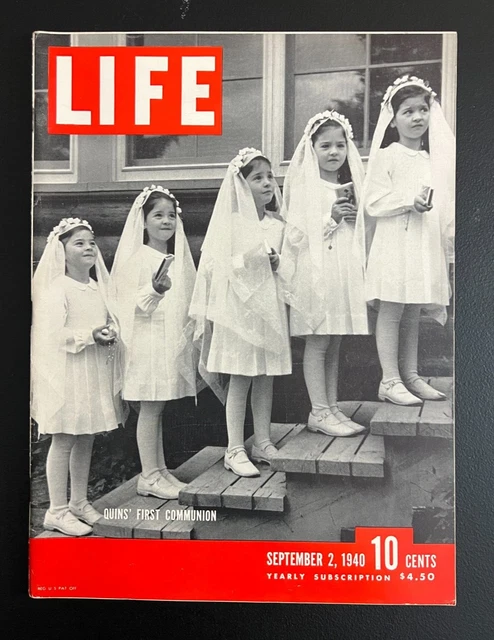LIFE MAGAZINE SEPTEMBER 2, 1940 Dionne Quintuplets First Communion ...