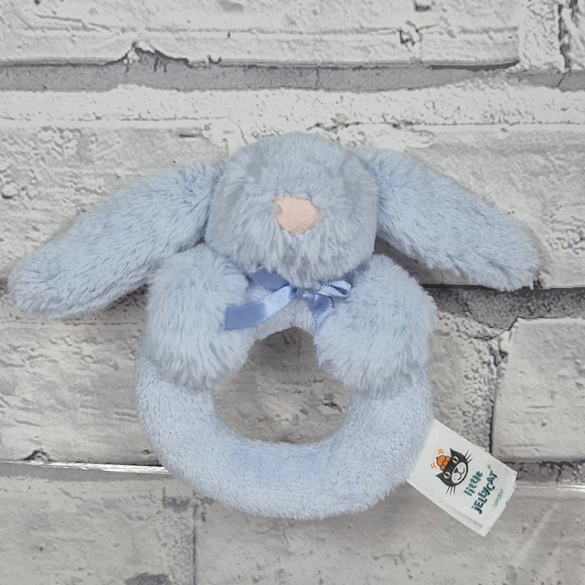 JELLYCAT BASHFUL BUNNY Ring Rattle Soft Toy - Blue - Plush - Baby ...