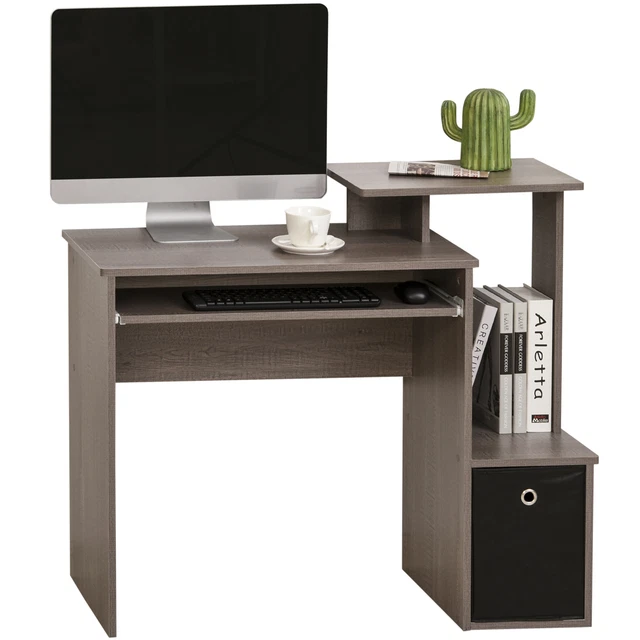 HOMCOM COMPUTER DESK with Sliding Keyboard Tray Storage Drawer Shelf ...