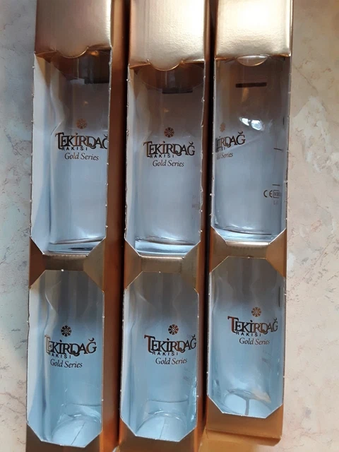 6 X TEKIRDAG Rakisi Gold Series Raki Gläser Edition 4/8cl. Original Neu ...