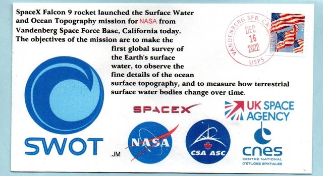 SPACE COVER SPACEX launch SWOT Surface Water Ocean Topography sat VSFB ...
