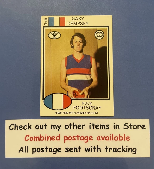 1975 SCANLENS VFL Footscray Bulldogs Gary Dempsey In Exc Condition $5. ...