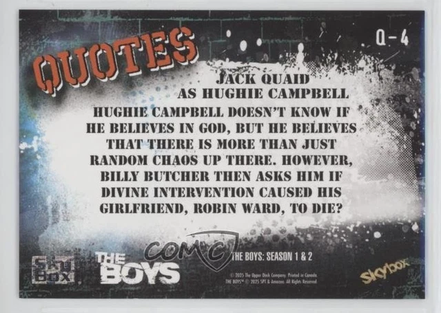 2025 SKYBOX THE Boys: Season 1 & 2 Quotes Jack Quaid as Hughie Campbell ...