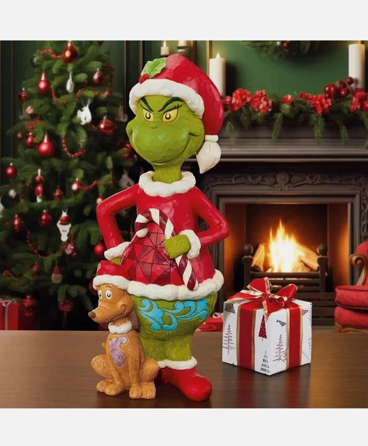 GRINCH WITH MAX Hand Painted Statue by Jim Shore 20 Inch (51cm) Xmas Decorations £71.99 ...